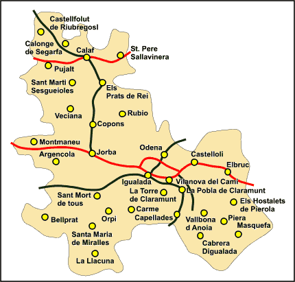 Vine a l'Anoia: Mapa de l'Anoia